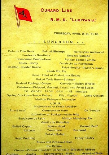 Ocean Liner Menu Cards