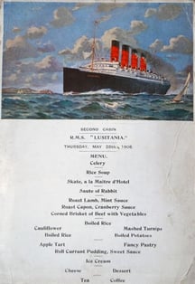 Ocean Liner Menu Cards