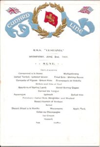 Ocean Liner Menu Cards