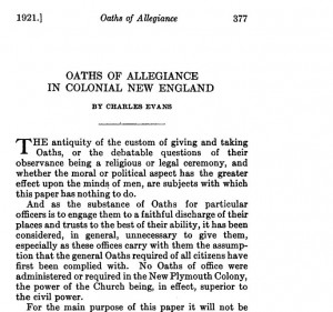 Oaths in early New England