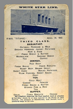 Ocean Liner Menu Cards